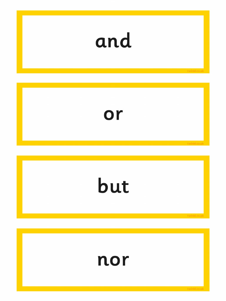 T2 E 1452 Subordinating and Coordinating Conjunctions Word Cards | PDF