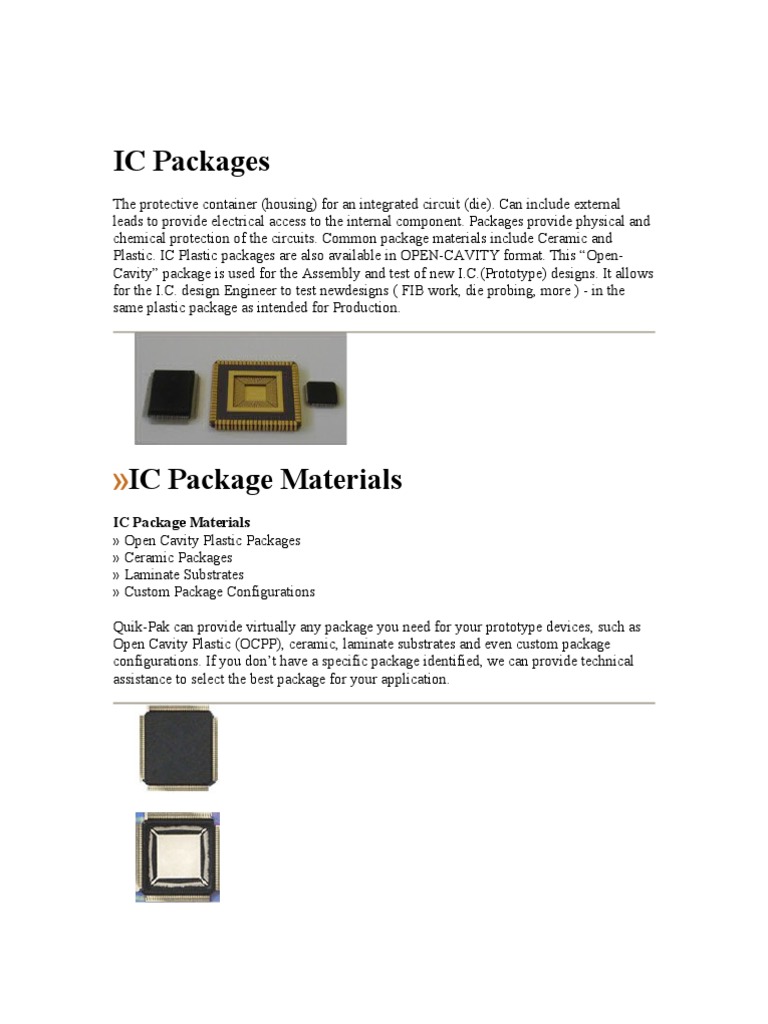 IC Packages | PDF | Transistor | Integrated Circuit