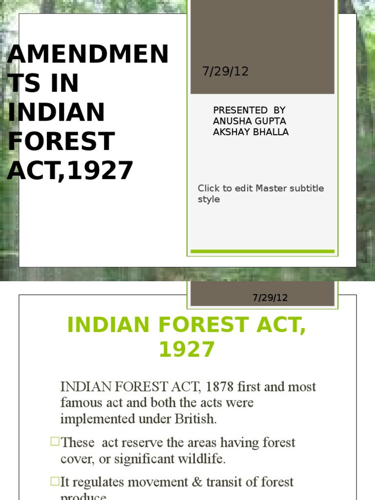 Amendments in Indian Forest Act, 1927 | PDF | Official Documents | Forests