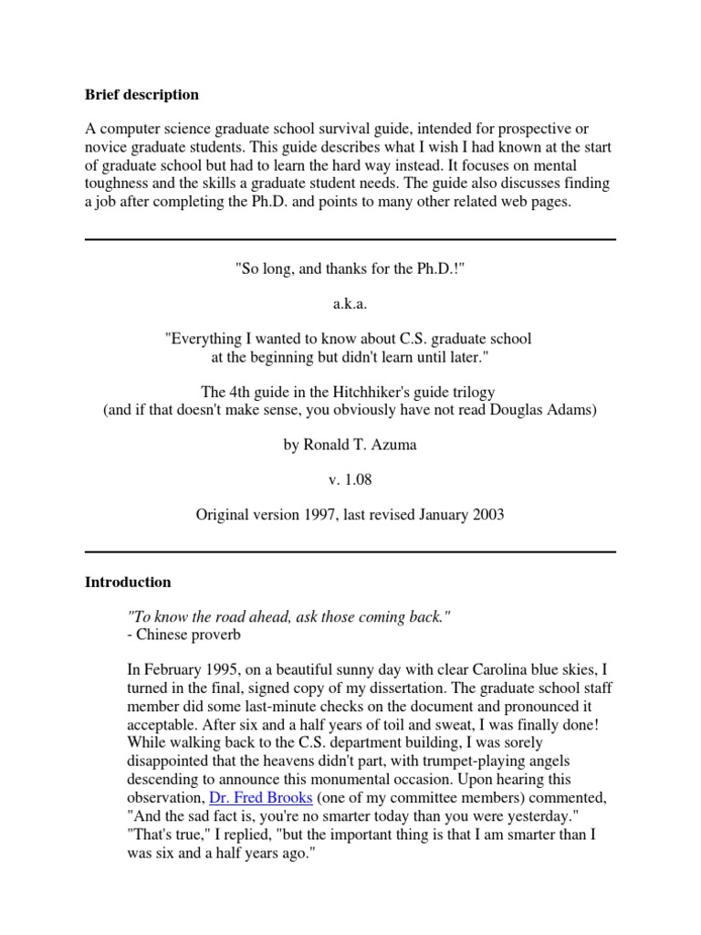 Grad Student Guide | PDF | Graduate School | Doctor Of Philosophy