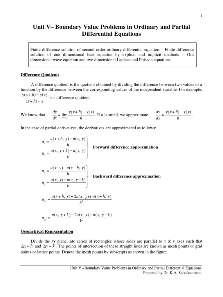 Unit V | Download Free PDF | Finite Difference | Equations