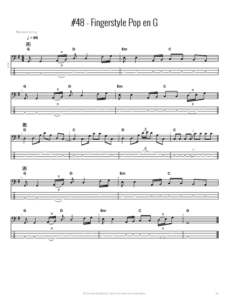 #48 - Fingerstyle Pop en G - Tabs - EDB | PDF