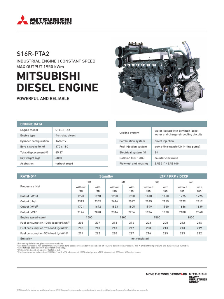 Mitsubishi Diesel Engine - S16R-PTA2 | PDF