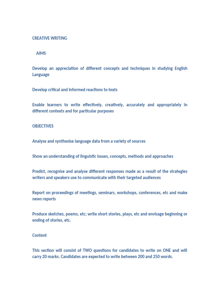 Creative Writing Progressive Sheet | PDF | Poetry | Narrative