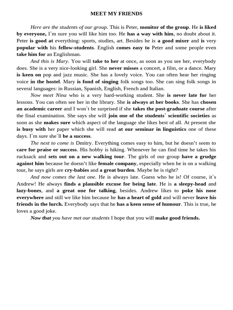 Meet My Friends | PDF