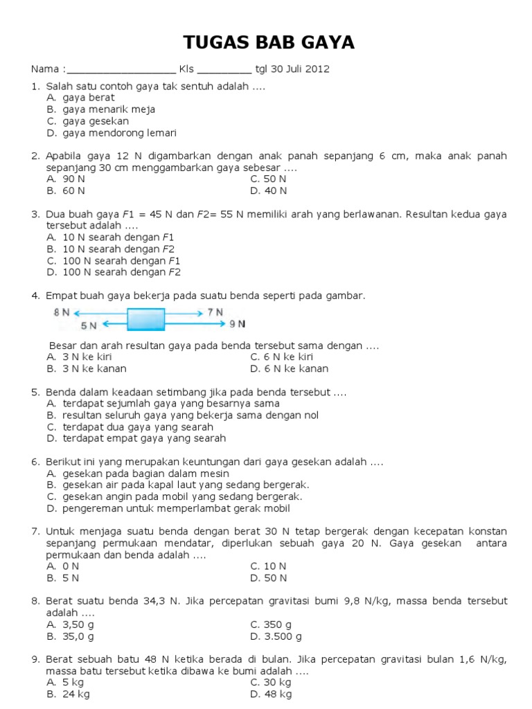 Tugas Bab Gaya | PDF