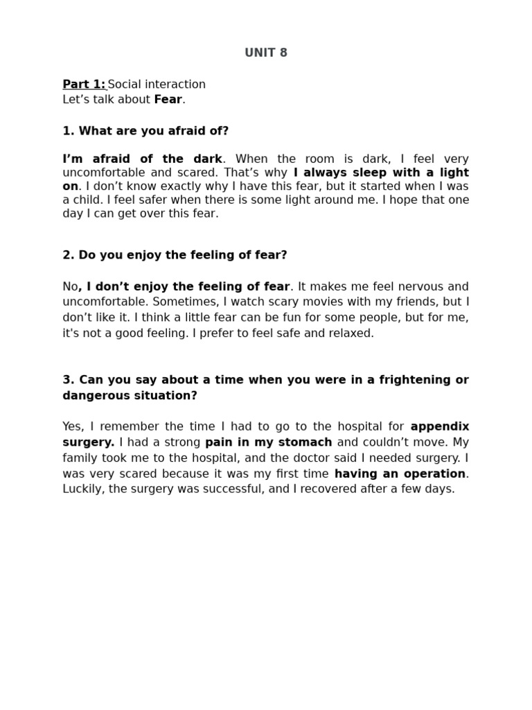 Unit 8 - Fear | PDF
