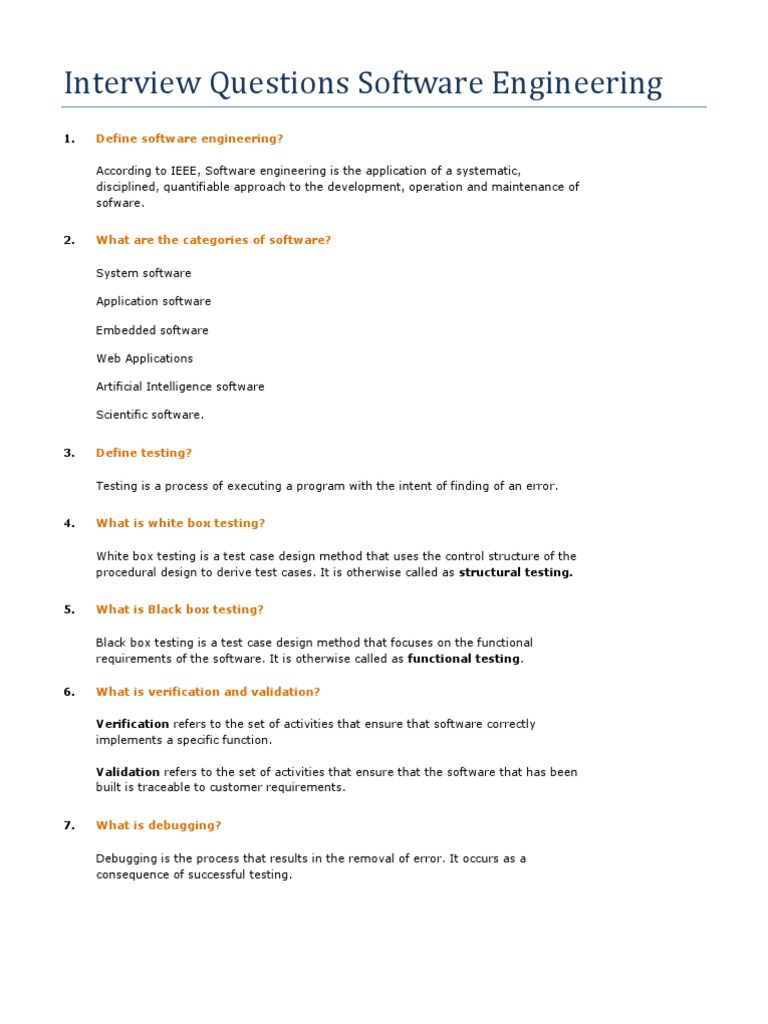 Interview Questions Software Engineering | PDF | Conceptual Model | System