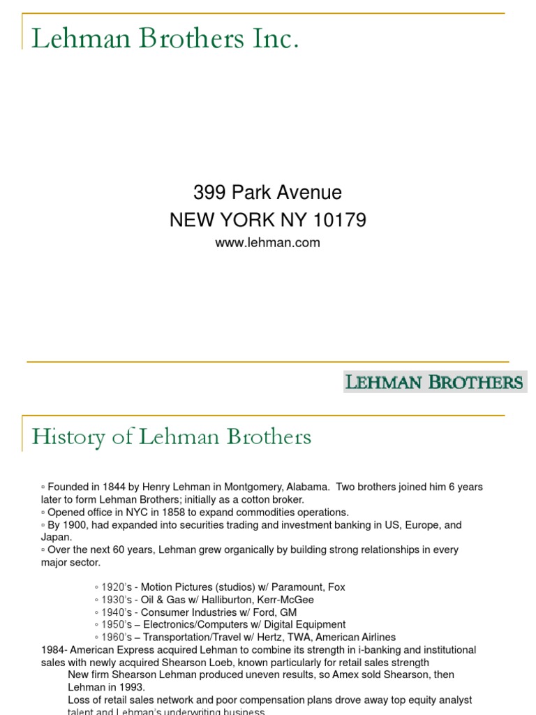 Lehman Brothers | PDF | Lehman Brothers | Investment Banking