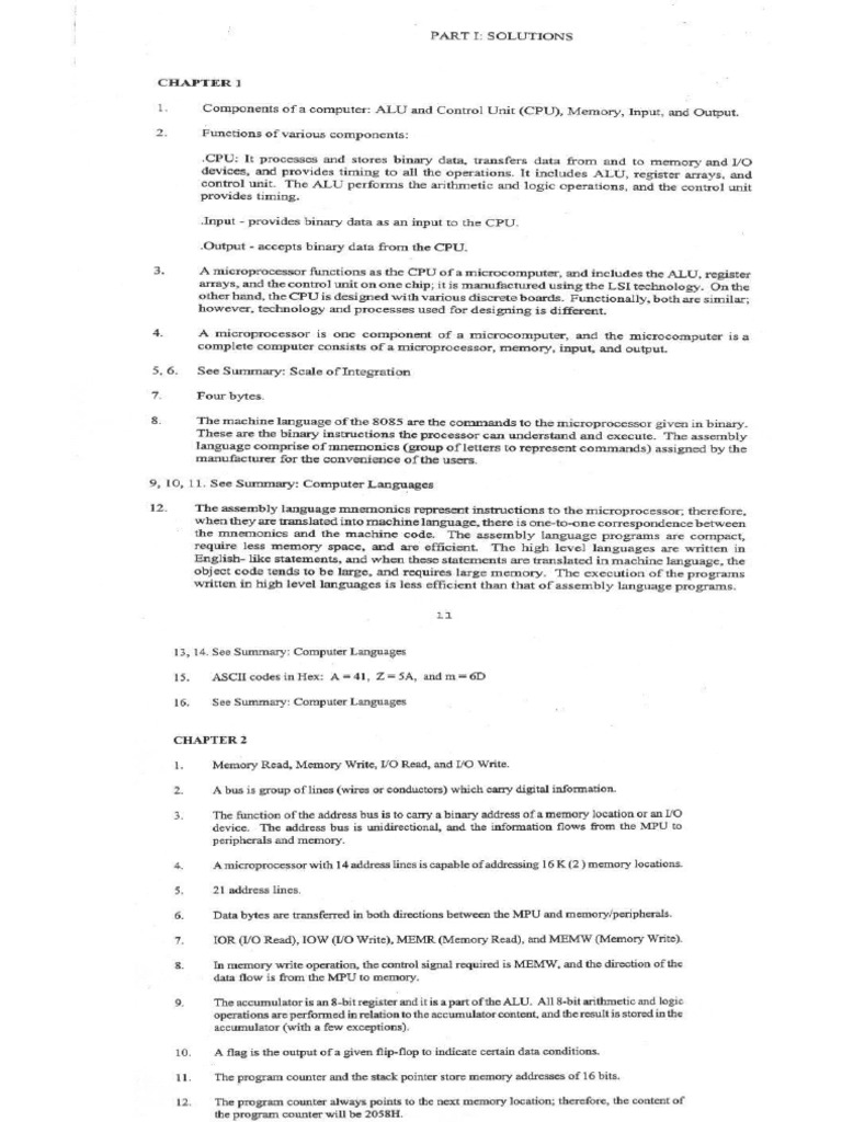8085 Microprocessor by Ramesh S Gaonkar-Solution Manual | PDF