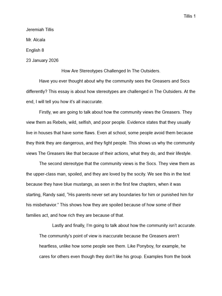 How Are Stereotypes Challenged in The Outsiders | PDF