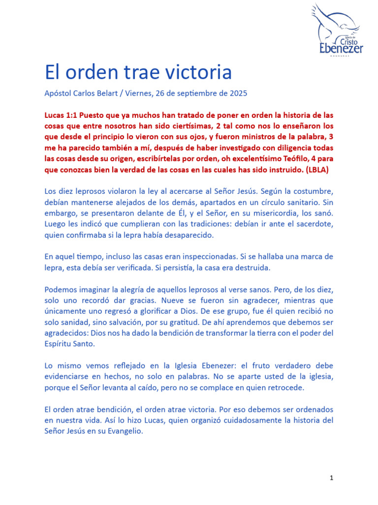 09-25-26 El Orden Trae Victoria | PDF | Cristo (título) | Sacerdote