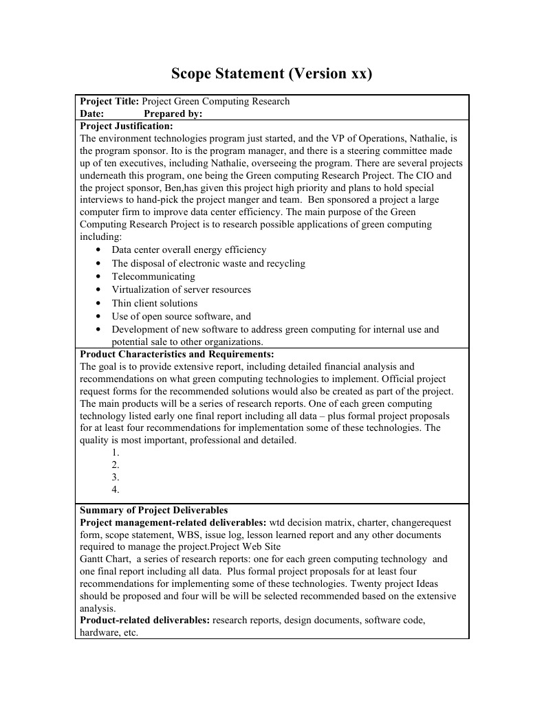 Scope Statement | PDF | Data Center | Computing