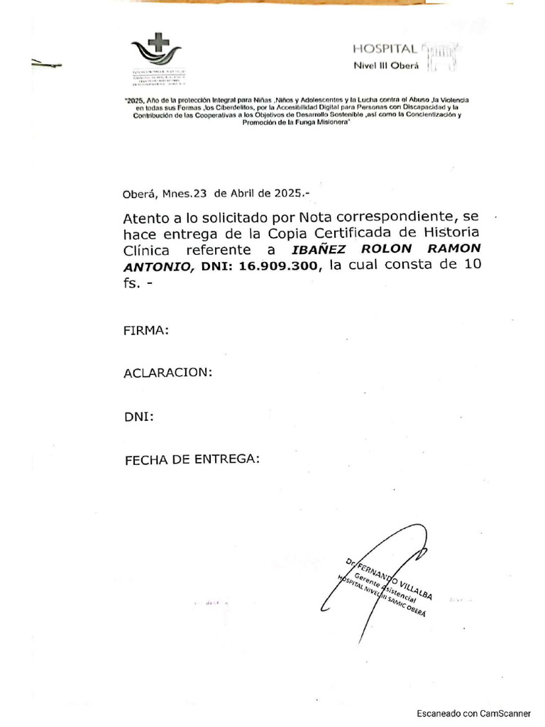 Ibanez Rolon Ramon Antonio Historia Clinica Compressed. | PDF
