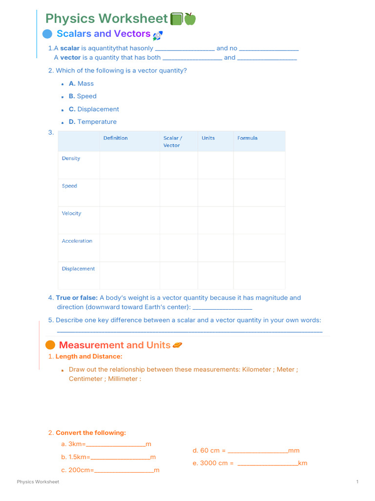 Physics Revision Worksheet | PDF