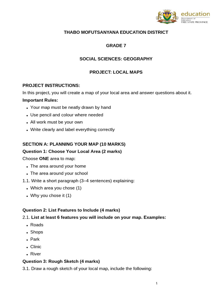 Grade 7 Geography Project 2026 | PDF