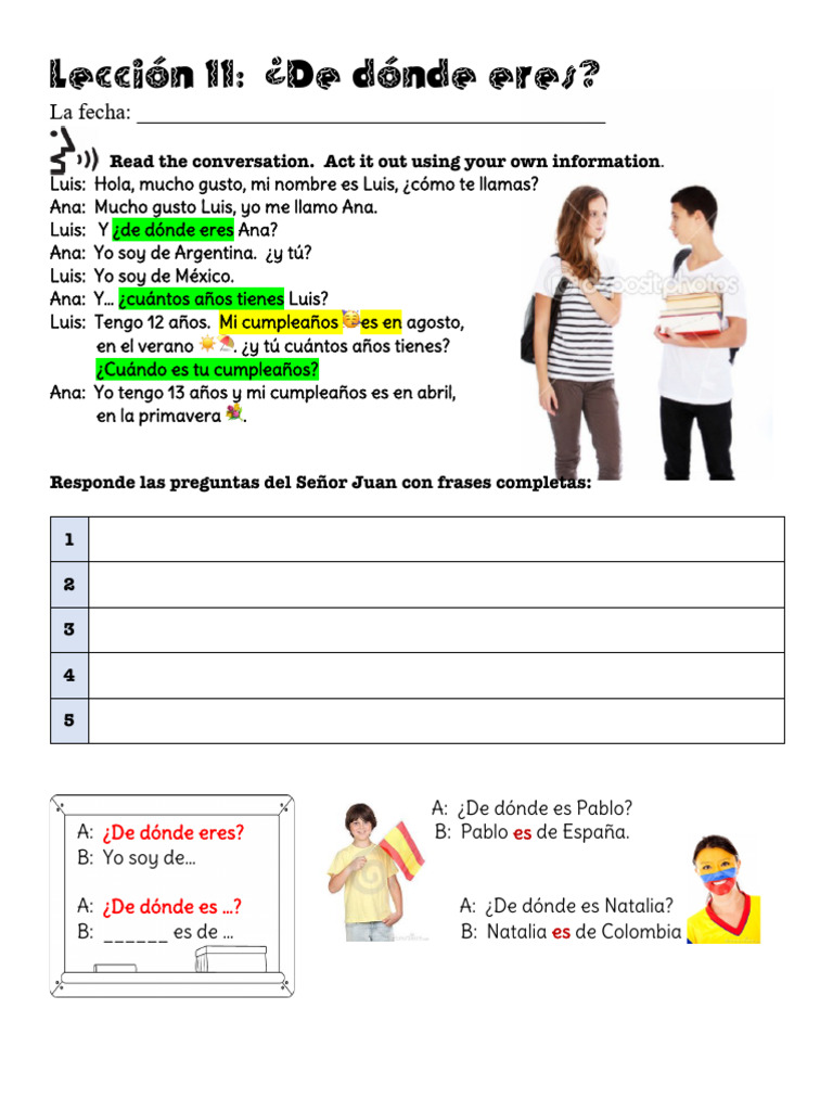De Donde Eres Lesson | PDF | Cumpleaños