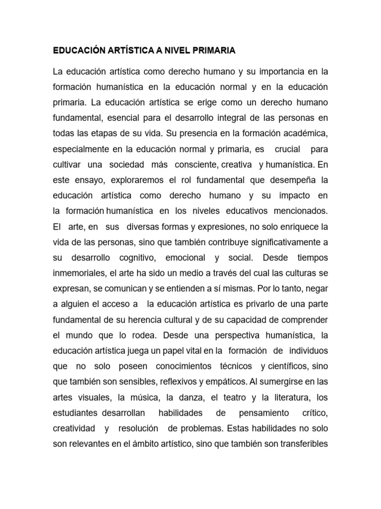 Educacion Primaria en Educacion Artistica | PDF