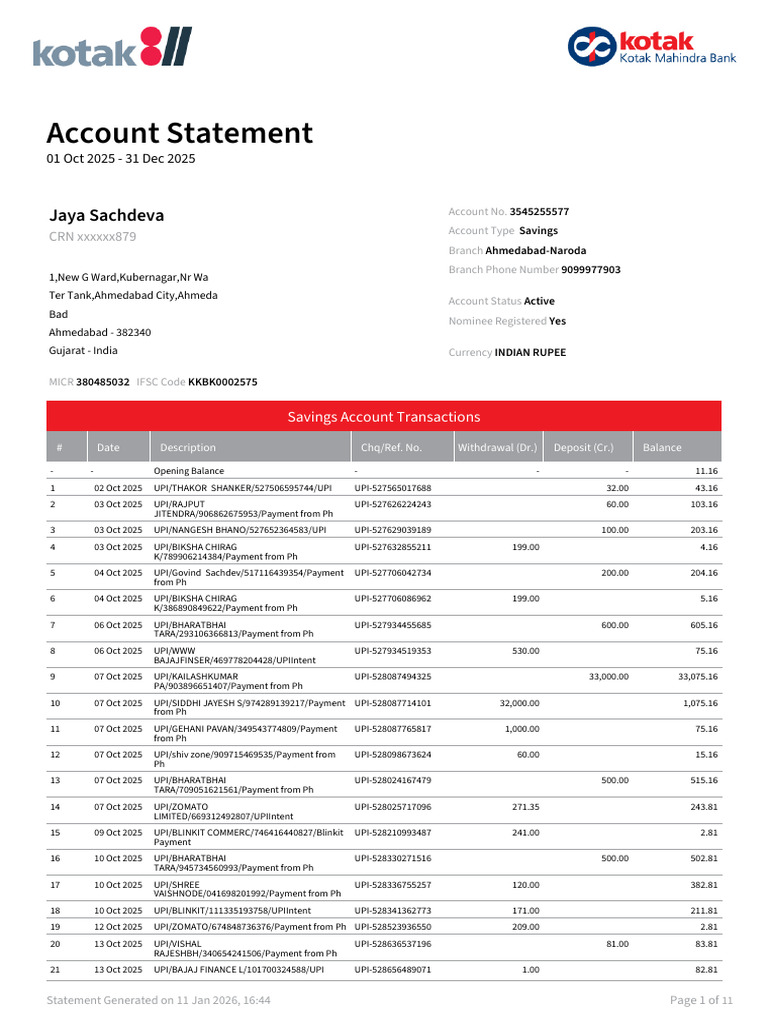 AccountStatement 01 Oct 2025 31 Dec 2025 | PDF