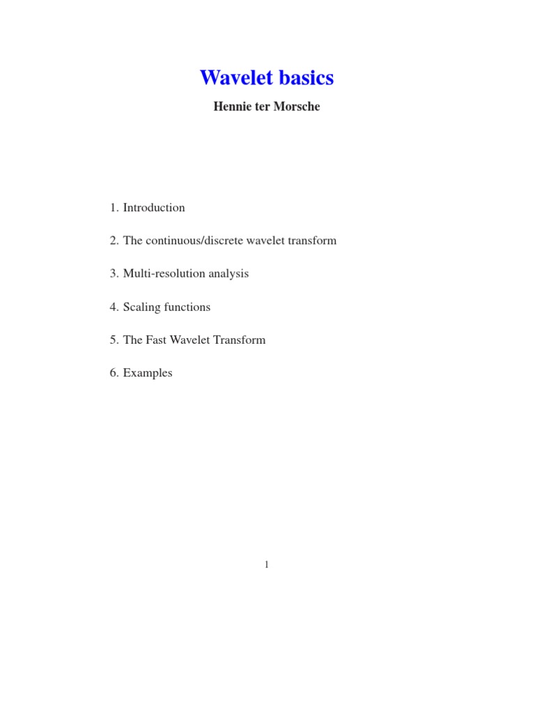 Wavelet Basics: Hennie Ter Morsche | PDF | Wavelet | Harmonic Analysis