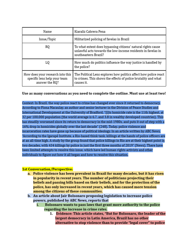 Kiaraliz Cabrera Pena - Formal Outline - 6837222 | PDF