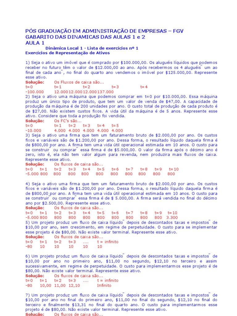Gabarito FGV 1,2 | PDF | Dividendo | Capital de giro