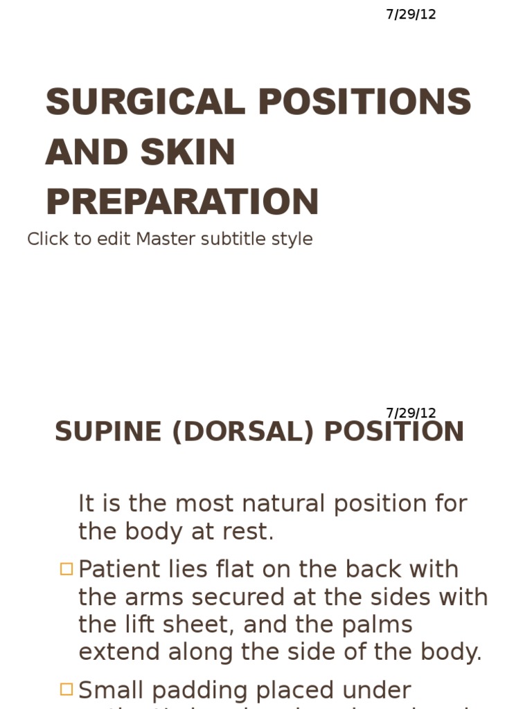Surgical Positions and Skin Preparation | PDF | Vein | Surgery