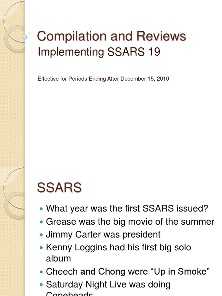 SSARS 19 - Compilation and Reviews | PDF | Financial Statement | Going ...