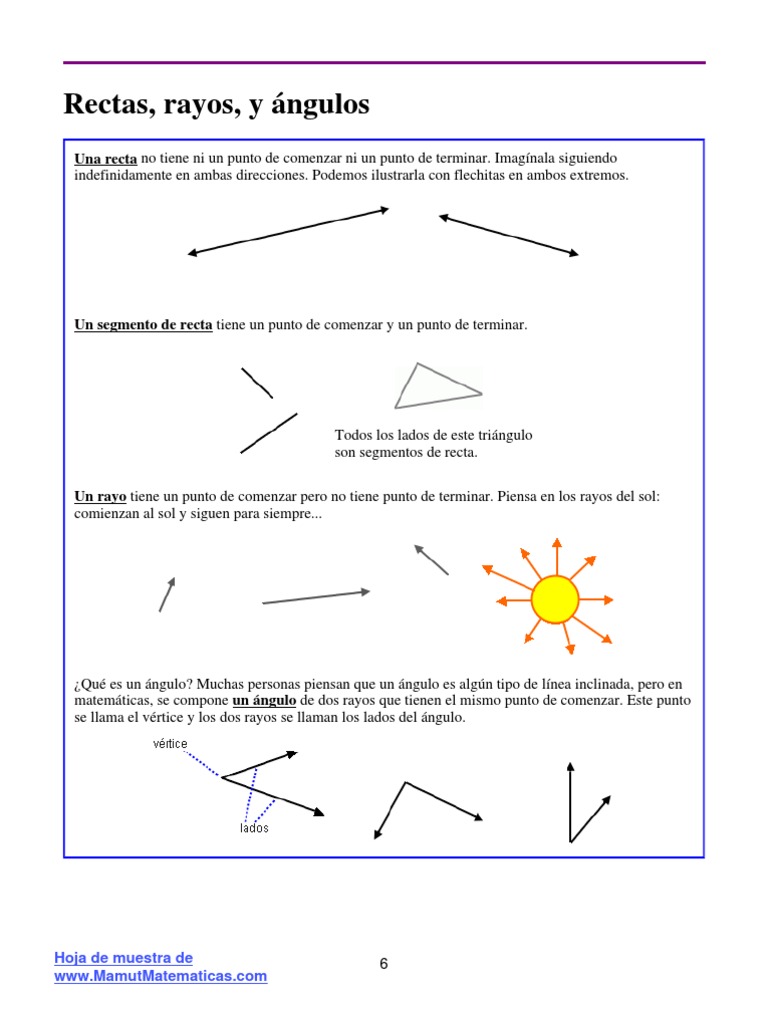 Hojas De Trabajo Sobre Segmentos De Línea Y Rayos