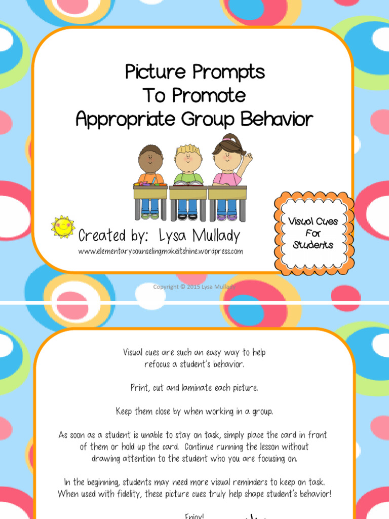 Picture Prompts To Promote Appropriate Group Behavior: Created By: Lysa ...