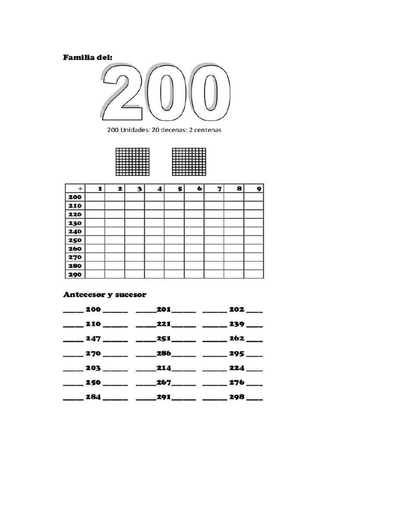 Actividades de Numeracion Hasta 299 | PDF