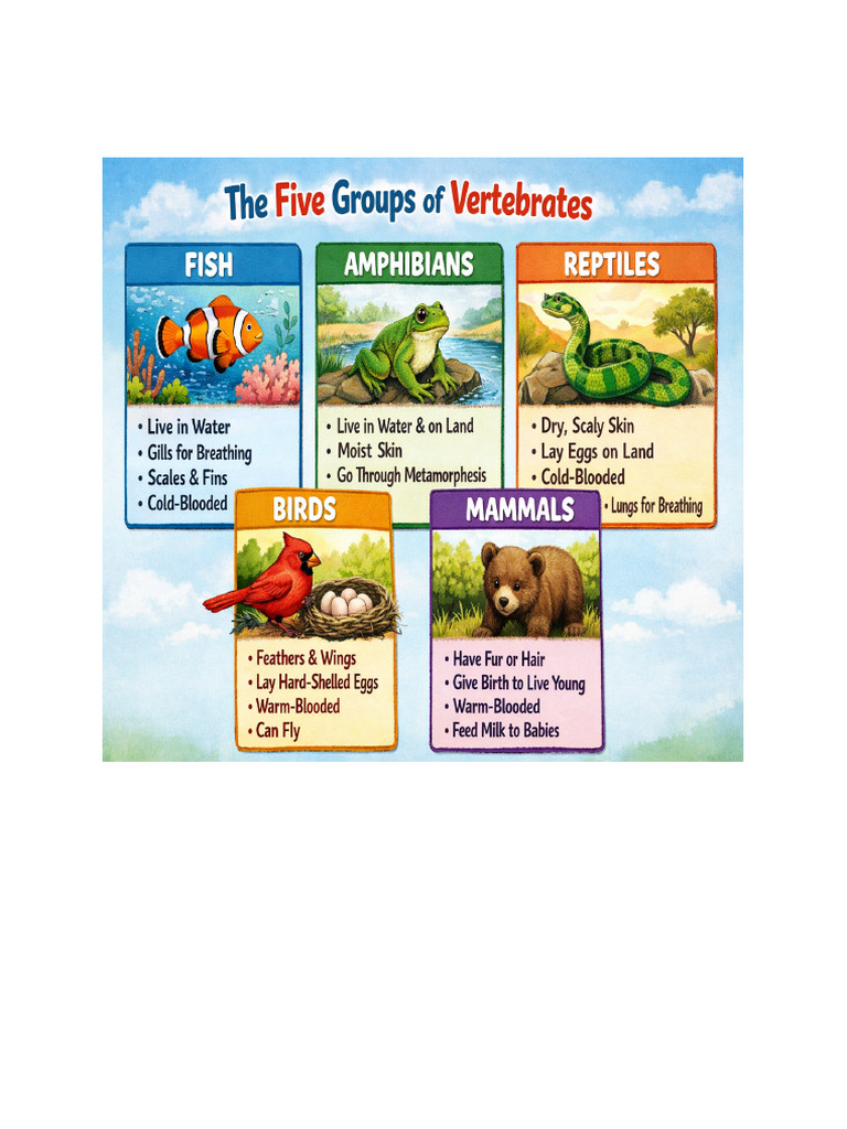 Five Groups of Vertebrates | PDF