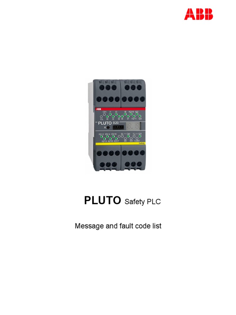 Pluto - Safety PLC - Message and Fault Code List | PDF | Input/Output | Booting
