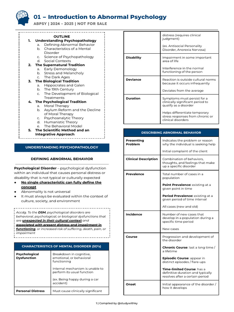 01 AbPsy - Introduction To Abnormal Psychology | PDF | Mental Disorder ...
