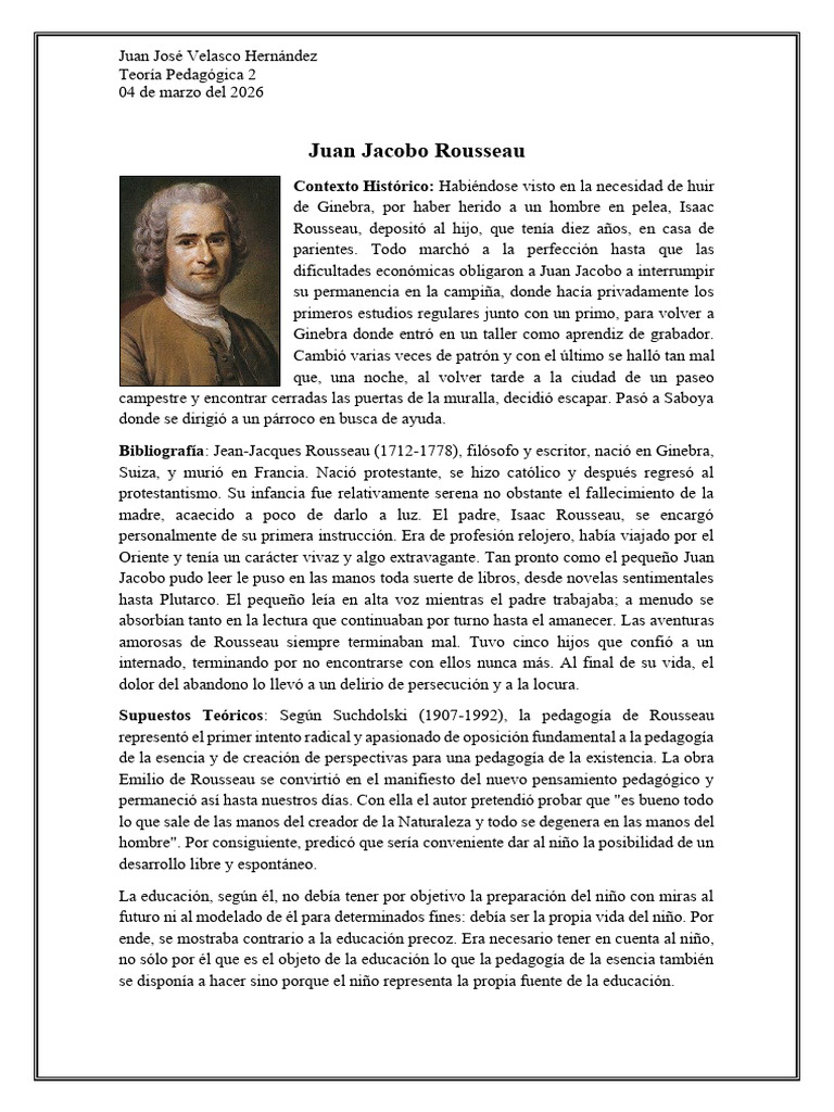 Juan Jacobo Rousseau | PDF | Jean-Jacques Rousseau | Emile, o sobre ...