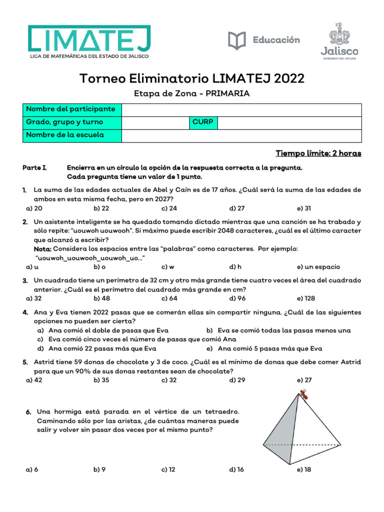 Torneo Limatej 2022 - Etapa Zona - Primaria | PDF