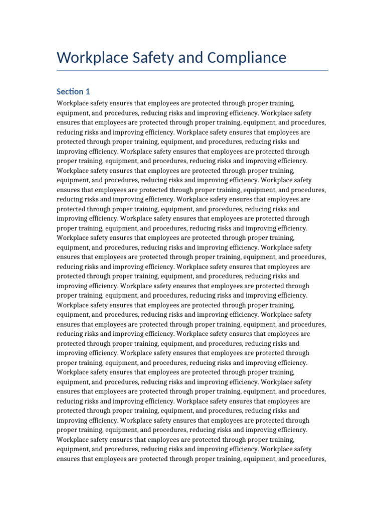 Long Workplace Safety | PDF