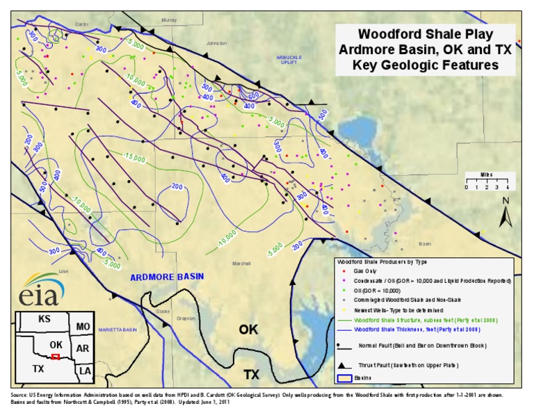 Special Subject Map of Woodford Shale - Ardmore Basin, Oklahoma and ...