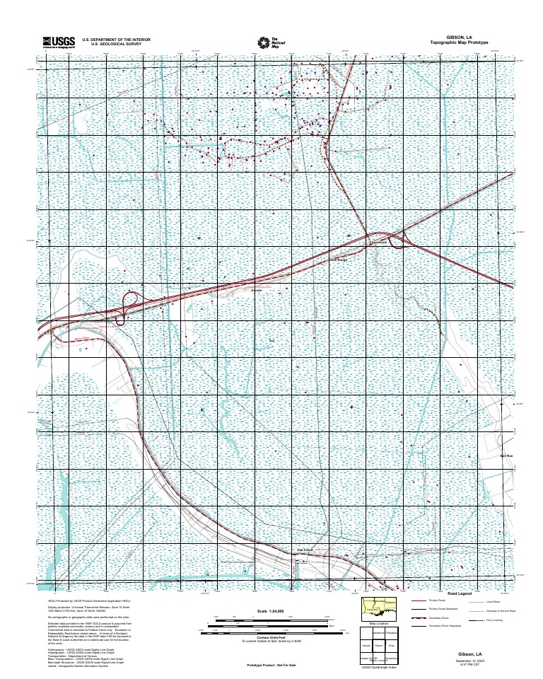Topographic Map of Gibson, LA | PDF | United States Geological Survey ...