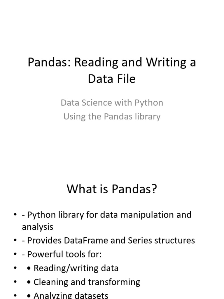 Lecture 6 - Pandas CSV Reading Writing | PDF