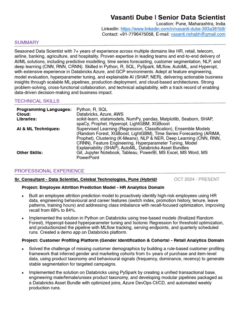 Vasanti Dube Resume Mar2026 | PDF