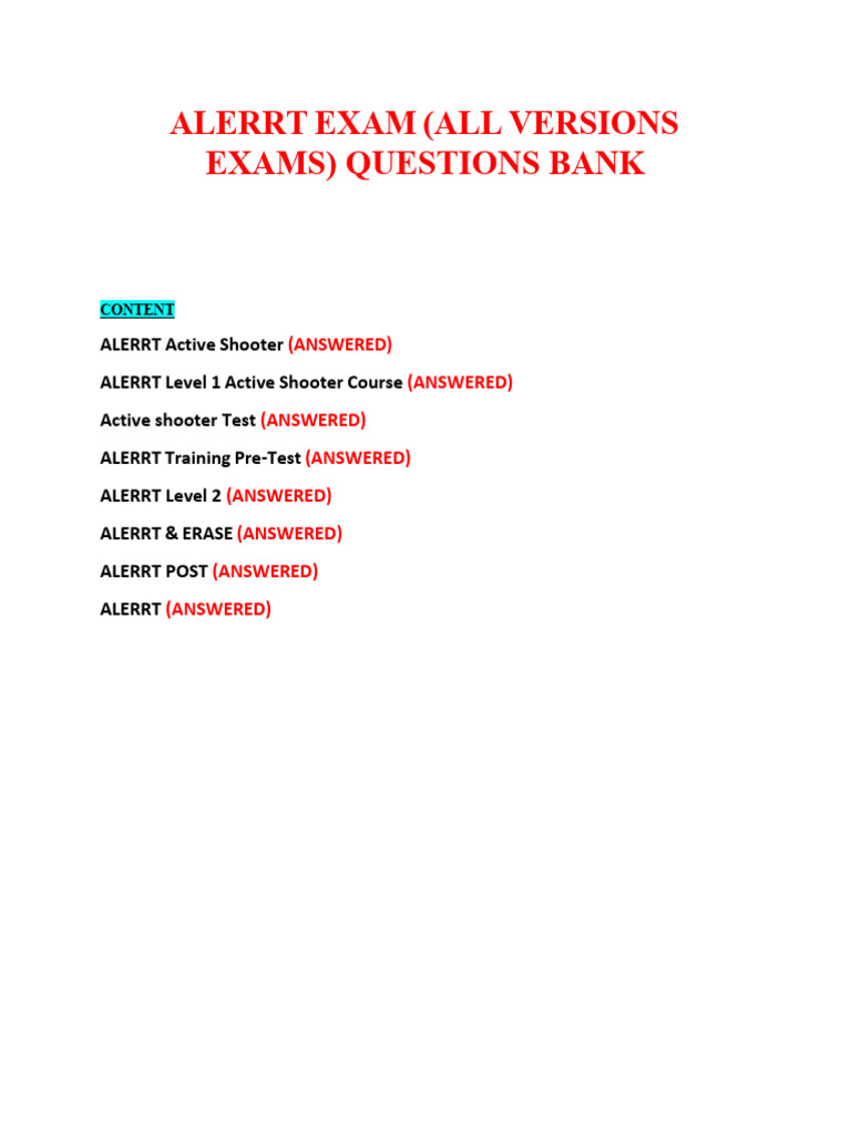 Alerrt Exam All Versions Exams Questions Bank | PDF