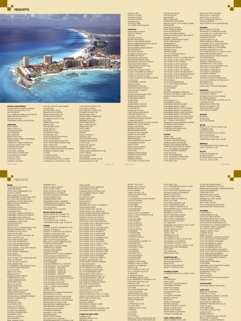 RCI Resorts Directory 2024 | PDF | Resort | Hotel