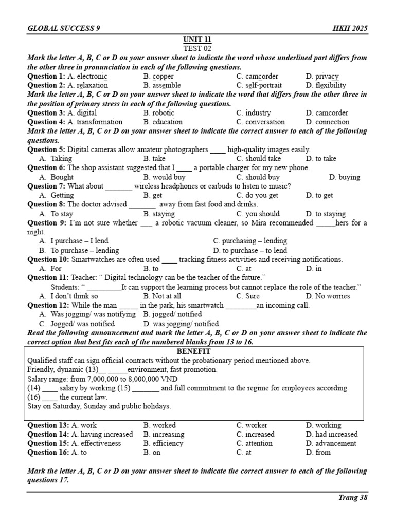 Unit 11 Test 2 | PDF