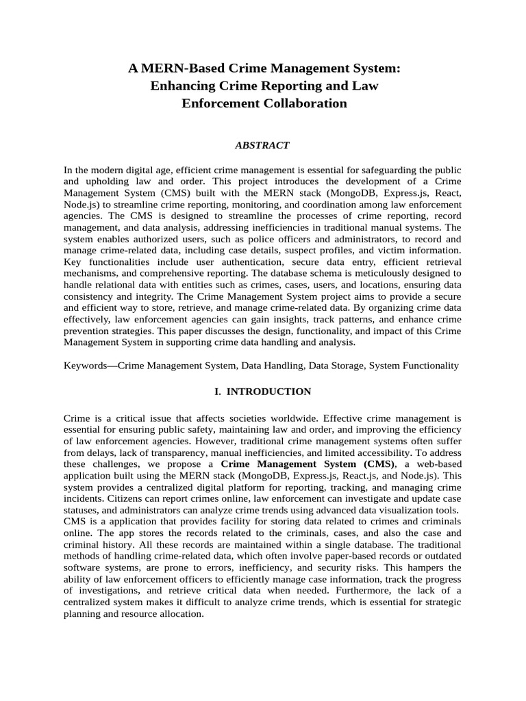 A MERN-Based Crime Management System Enhancing Crime Reporting and Law ...