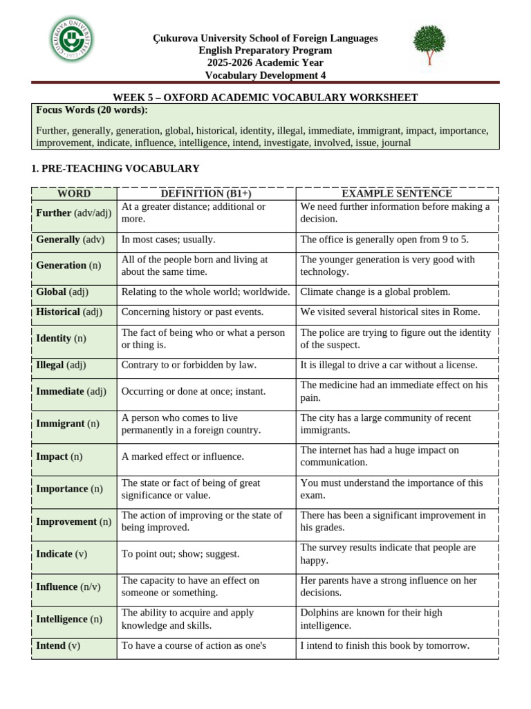 Academic Vocabulary Development 4 | PDF