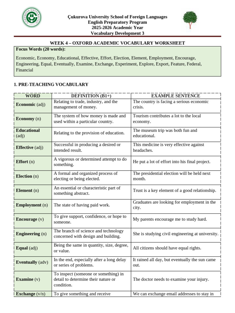 Academic Vocabulary Development 3-1 | PDF
