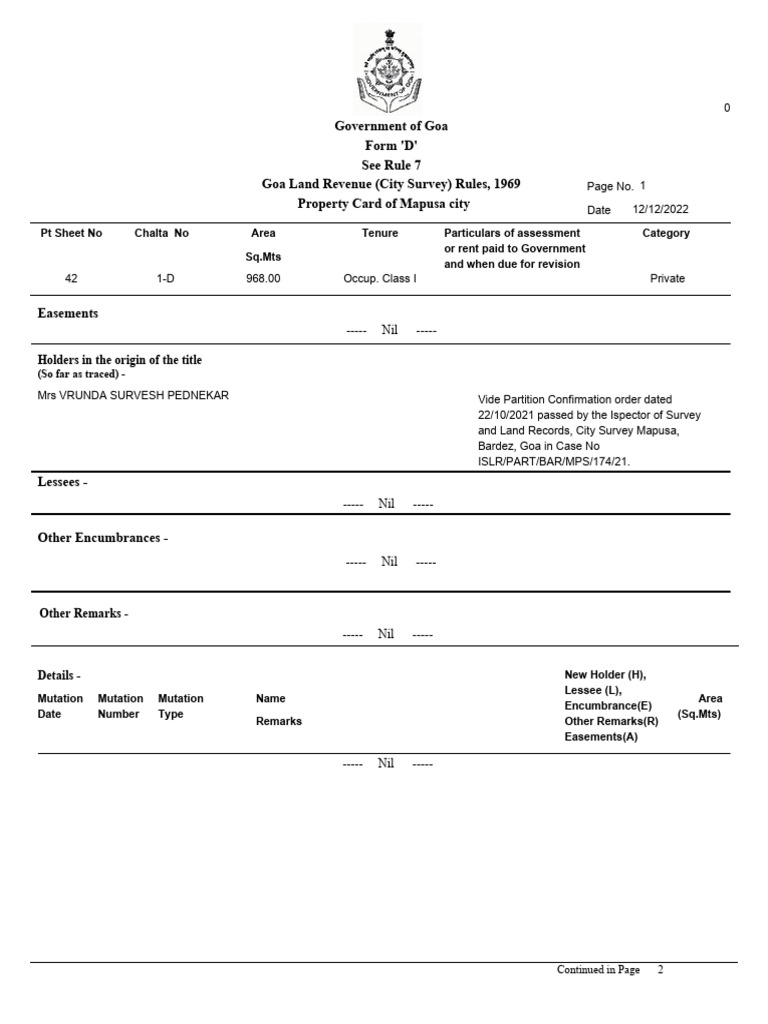 Form D Dhuler | PDF