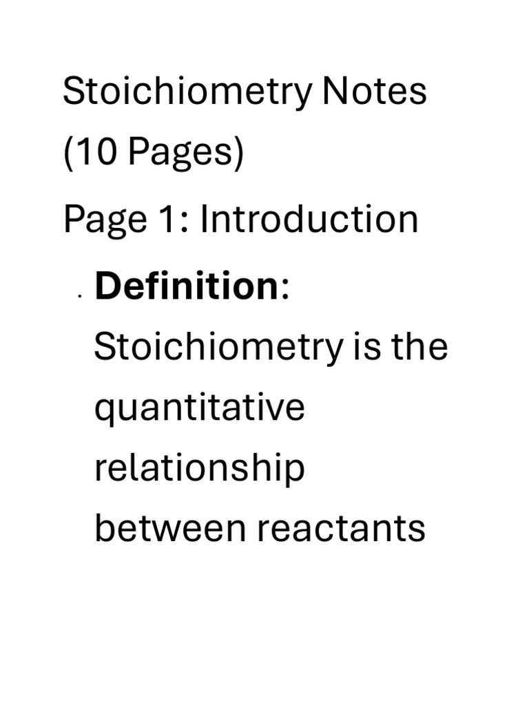 Stoichiometry Notes | PDF