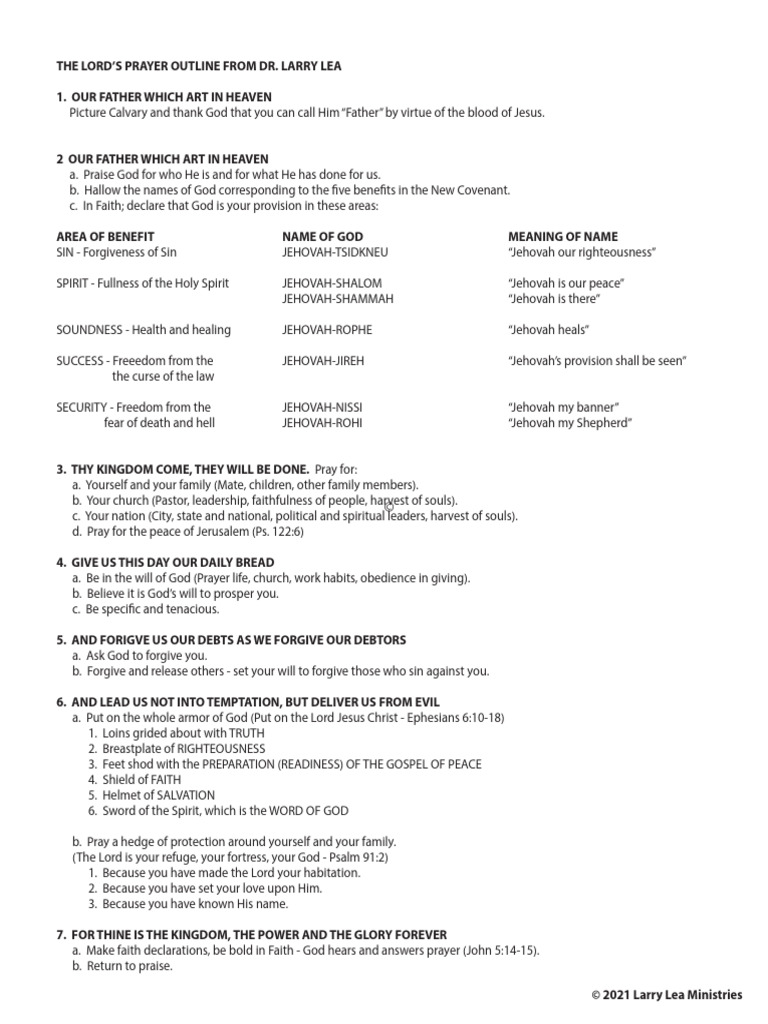 Lords Prayer Outline | PDF